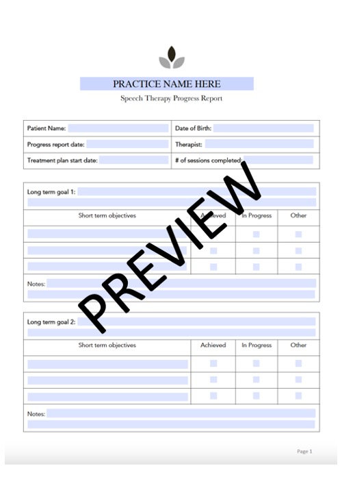 Speech Therapy Progress Report Template | Editable, Fillable, Printable ...
