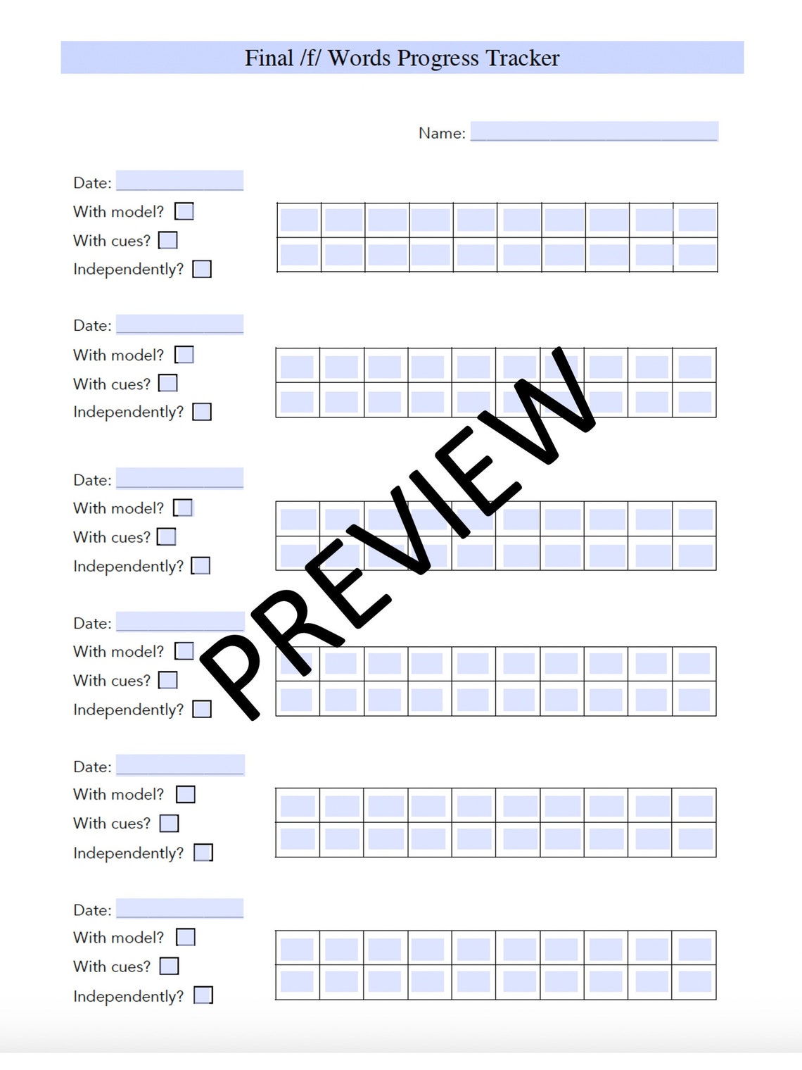 Final /f/ Words Worksheet for Speech Therapy | Fillable PDF With ...
