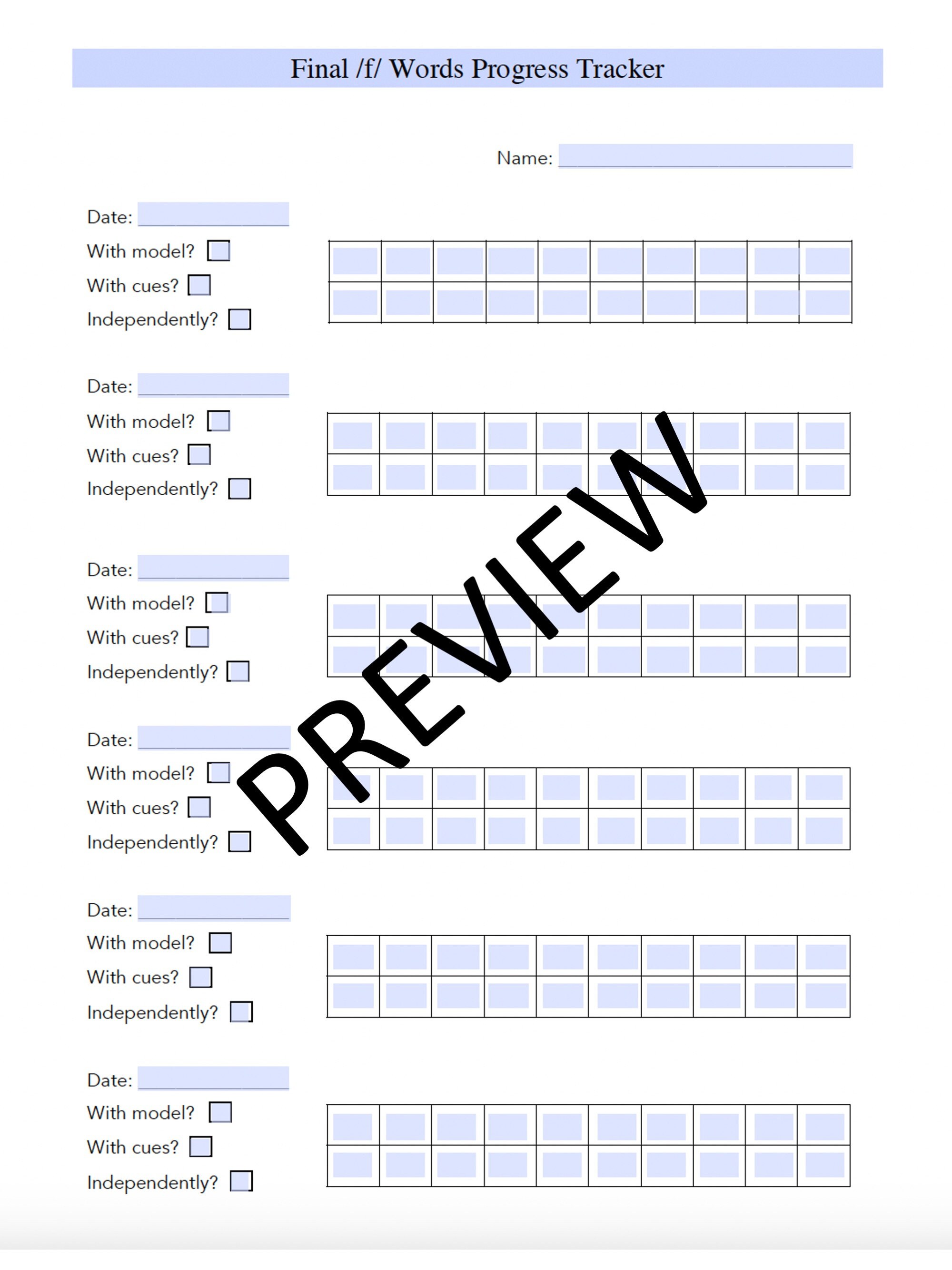 Final /f/ Words Worksheet for Speech Therapy | Fillable PDF With ...
