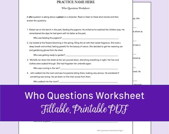 Wh Questions Worksheet Bundle for Speech Therapy Fillable - Etsy