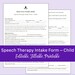 Speech Therapy Intake Form - Child | Editable, Fillable, Printable - Etsy