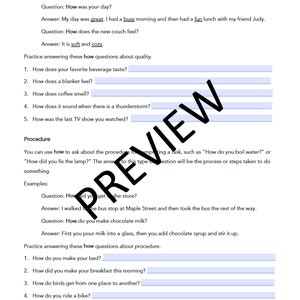 How Questions Worksheet for Speech Therapy | Fillable, Printable PDF ...