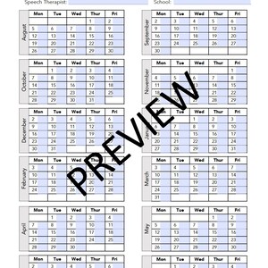 Speech Therapy Attendance Log 2024-2025 School Year | Fillable ...
