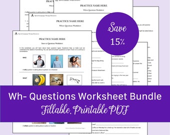 Wh Questions for Paragraphs Speech Therapy Worksheet Fillable ...