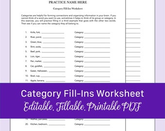 Divergent Naming by Letter Worksheet for Speech Therapy (editable ...