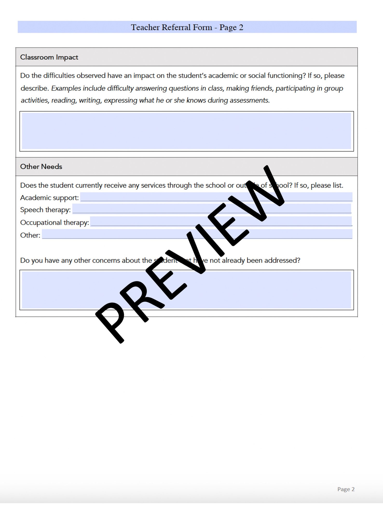 Teacher Referral Form for Speech/language | Fillable, Printable PDF ...