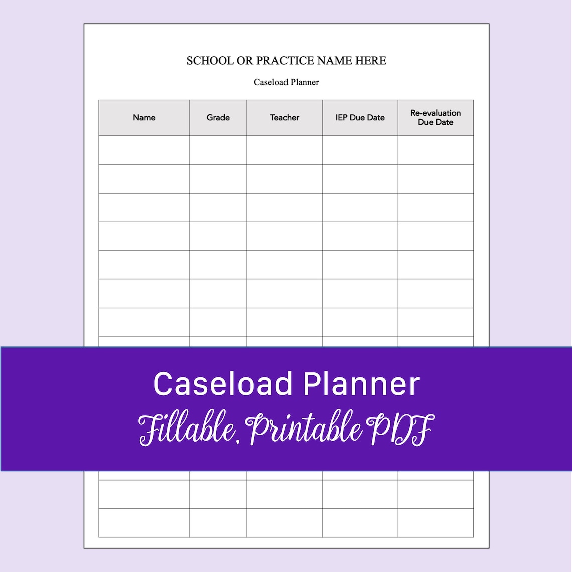 Caseload Planner | Fillable, Printable PDF for Slps, Ots, Pts ...