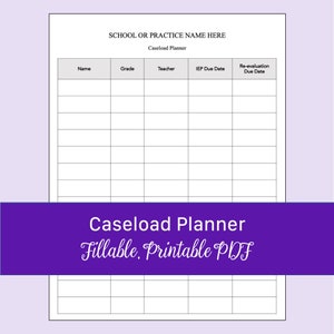 Caseload Planner | Fillable, Printable PDF for Slps, Ots, Pts ...