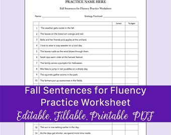 Summer Sentences for Fluency Practice Worksheet for Speech Therapy ...