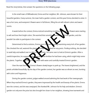 Story WH Questions for Speech Therapy | Fillable, Printable PDF - Etsy
