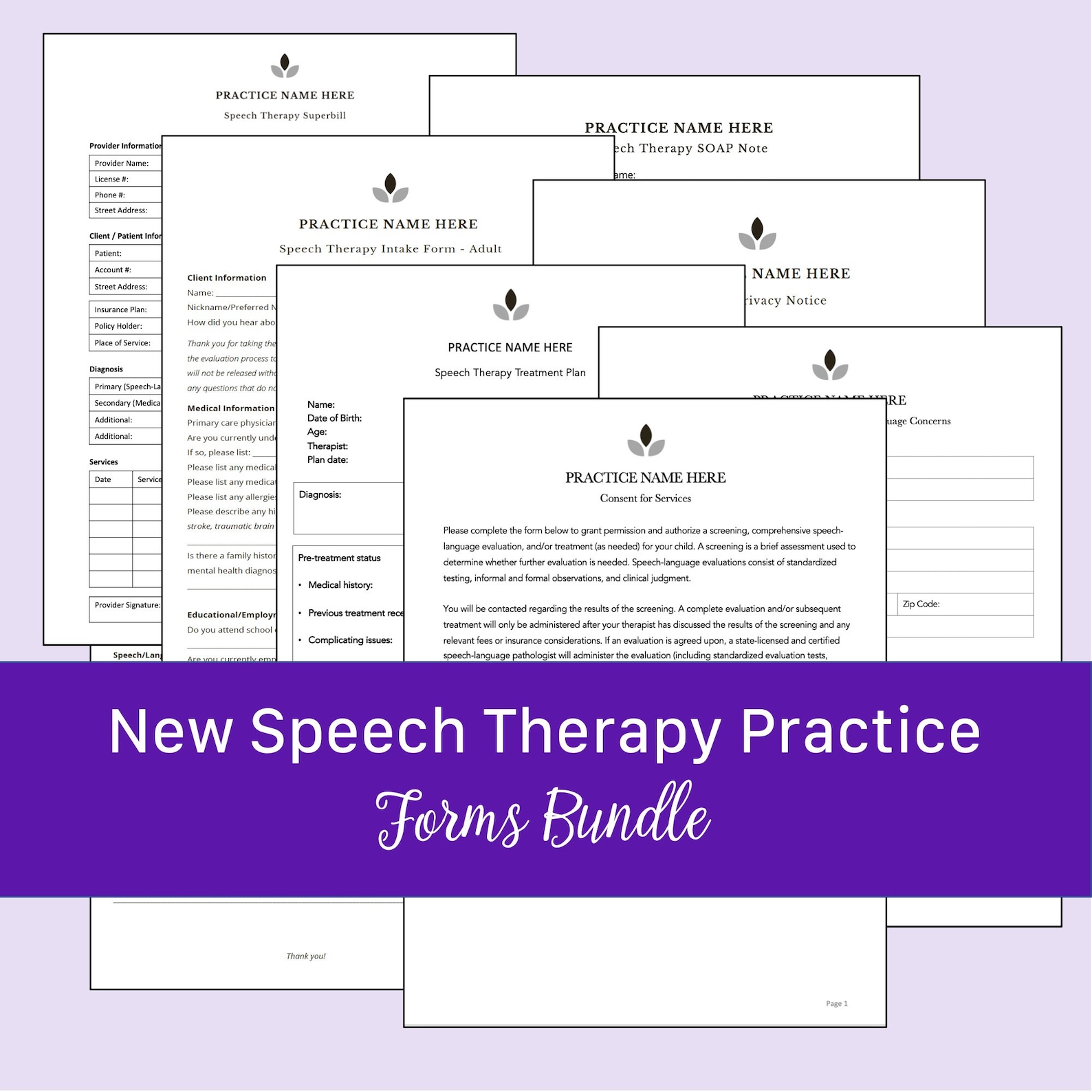 New Speech Therapy Practice Forms Bundle | Editable, Fillable ...