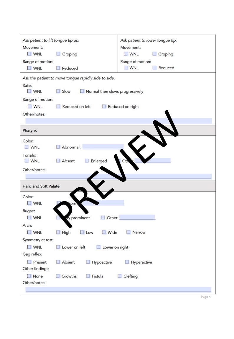 Oral Motor Assessment for Speech Therapy | Fillable, Printable PDF - Etsy