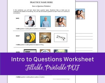 How Questions Worksheet for Apraxia for Speech Therapy editable ...