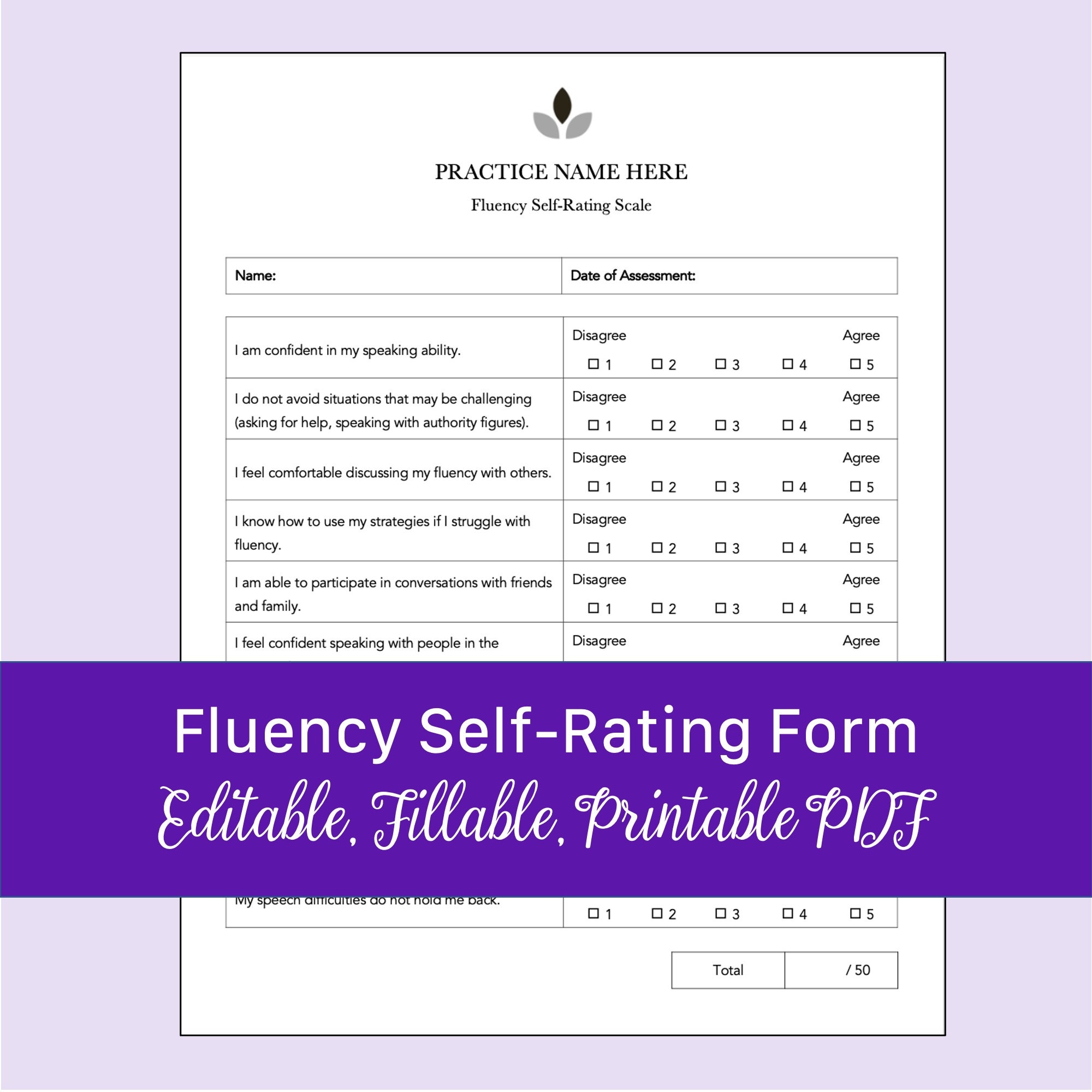 Fluency Self-rating Scale for Speech Therapy | Fillable, Printable PDF ...