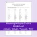 Rhyming Multiple Choice Worksheet for Speech Therapy | Fillable ...