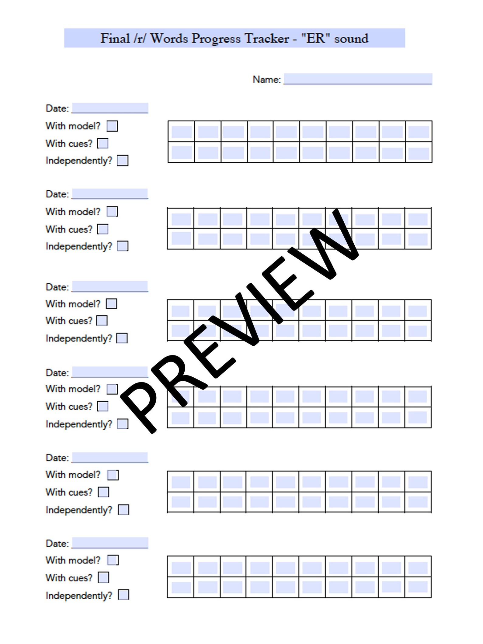 Final /r/ Words - "er" Sound Worksheet for Speech Therapy | Fillable ...