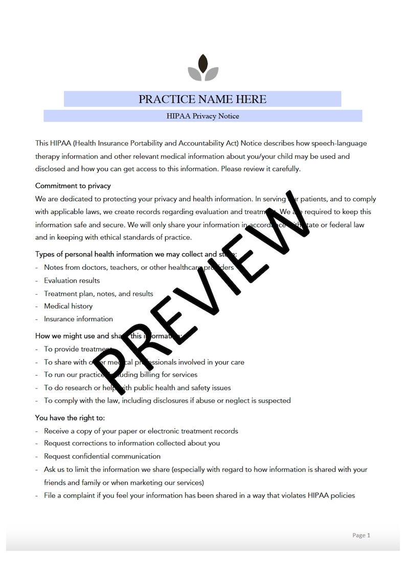 New Speech Therapy Practice Forms Bundle | Editable, Fillable ...
