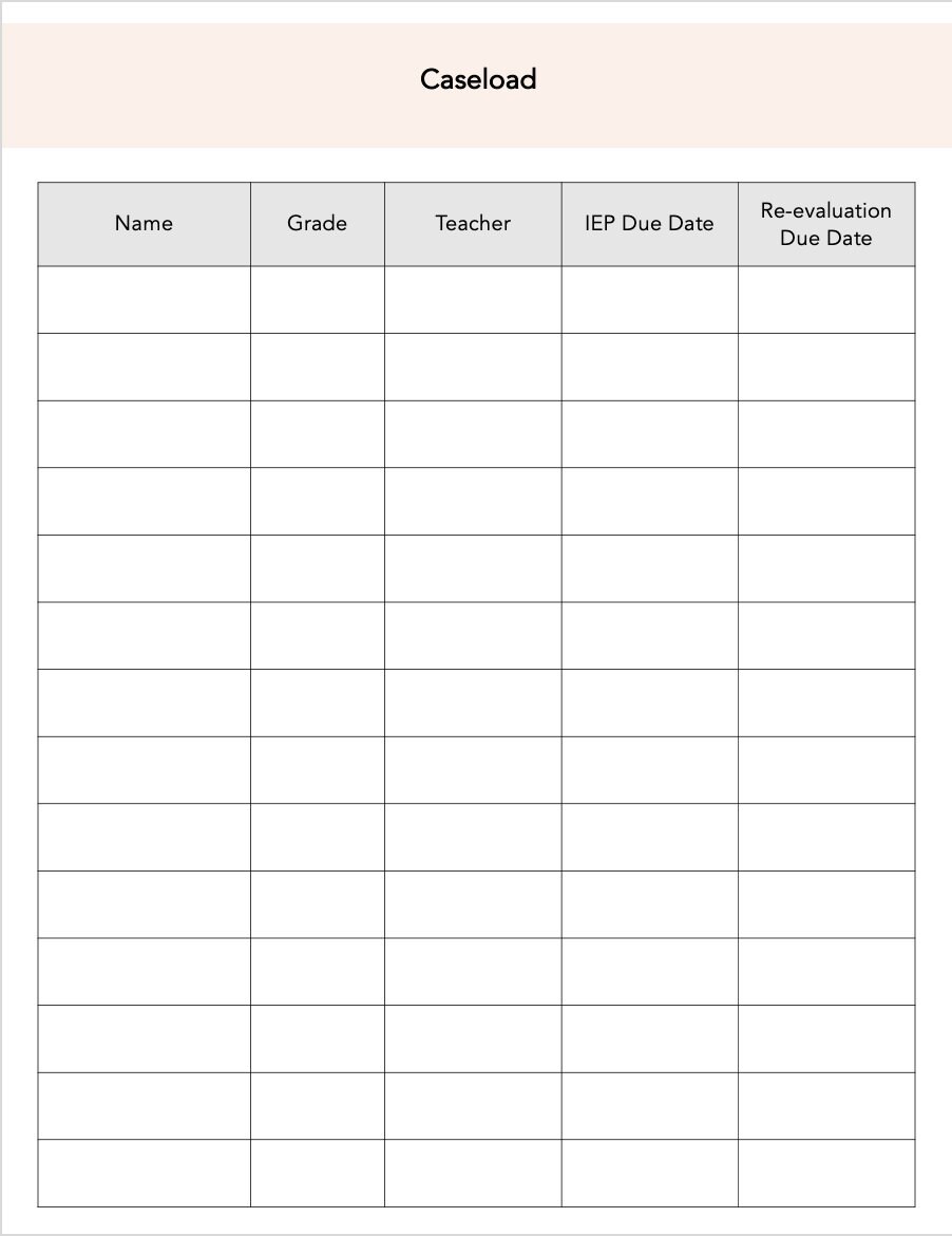 School Therapist Caseload Management Forms Bundle | Slps, Ots, Pts ...