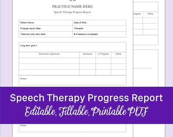 Speech Therapy Treatment Plan Template | Editable, Fillable, Printable ...