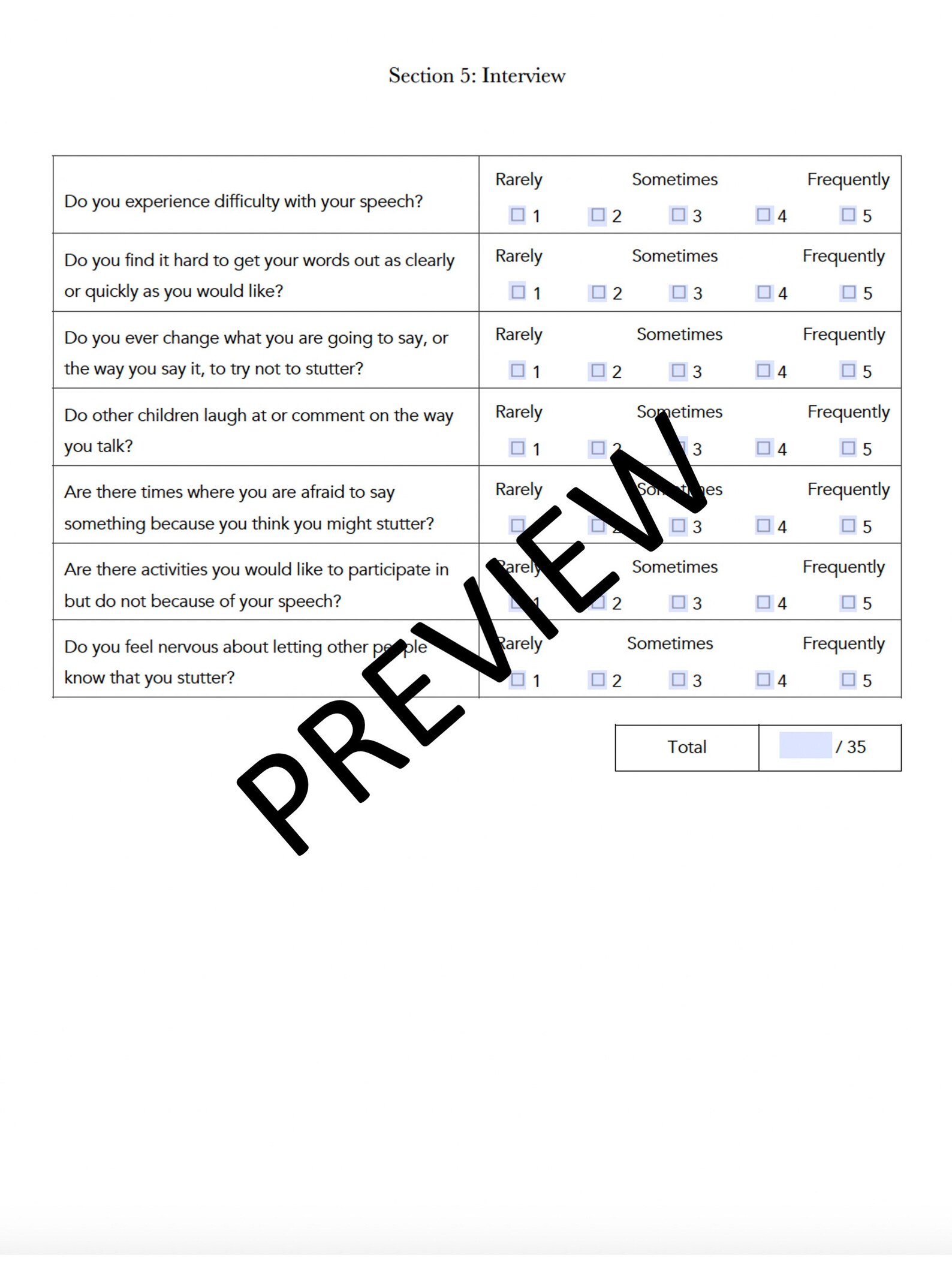 Informal Fluency Assessment for Speech Therapy | Editable, Fillable ...