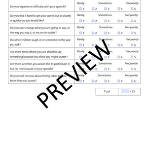 Informal Fluency Assessment for Speech Therapy | Editable, Fillable ...