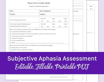 Name Memory Worksheet for Aphasia in Speech Therapy (editable, Fillable ...