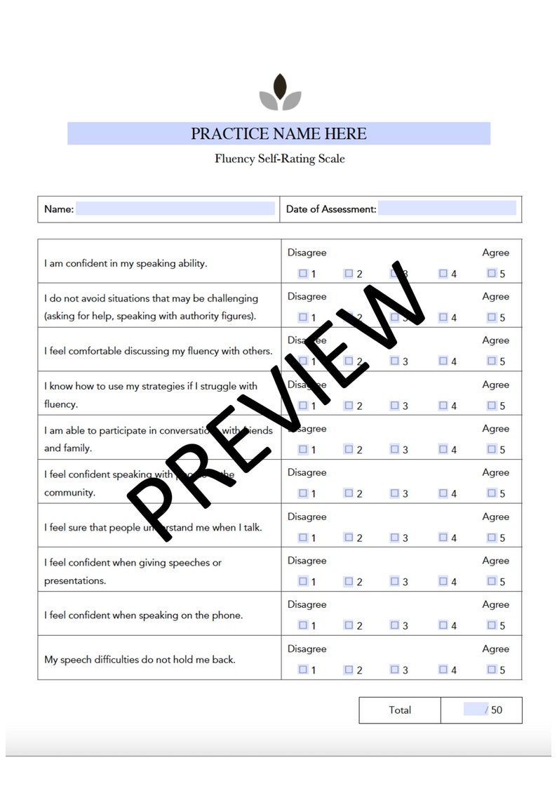 Fluency Self-rating Scale for Speech Therapy | Fillable, Printable PDF ...
