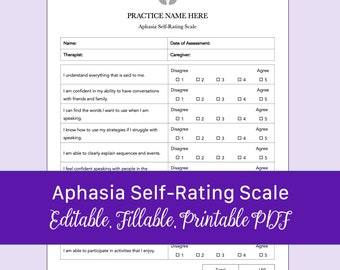 Aphasia Assessment Self-rating Scale for Speech Therapy - Etsy