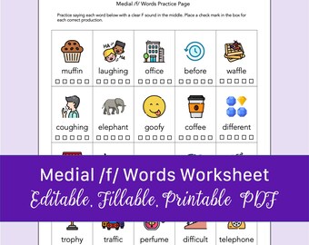 Letter F Beginning Phrases Worksheet for Speech Therapy printable PDF ...