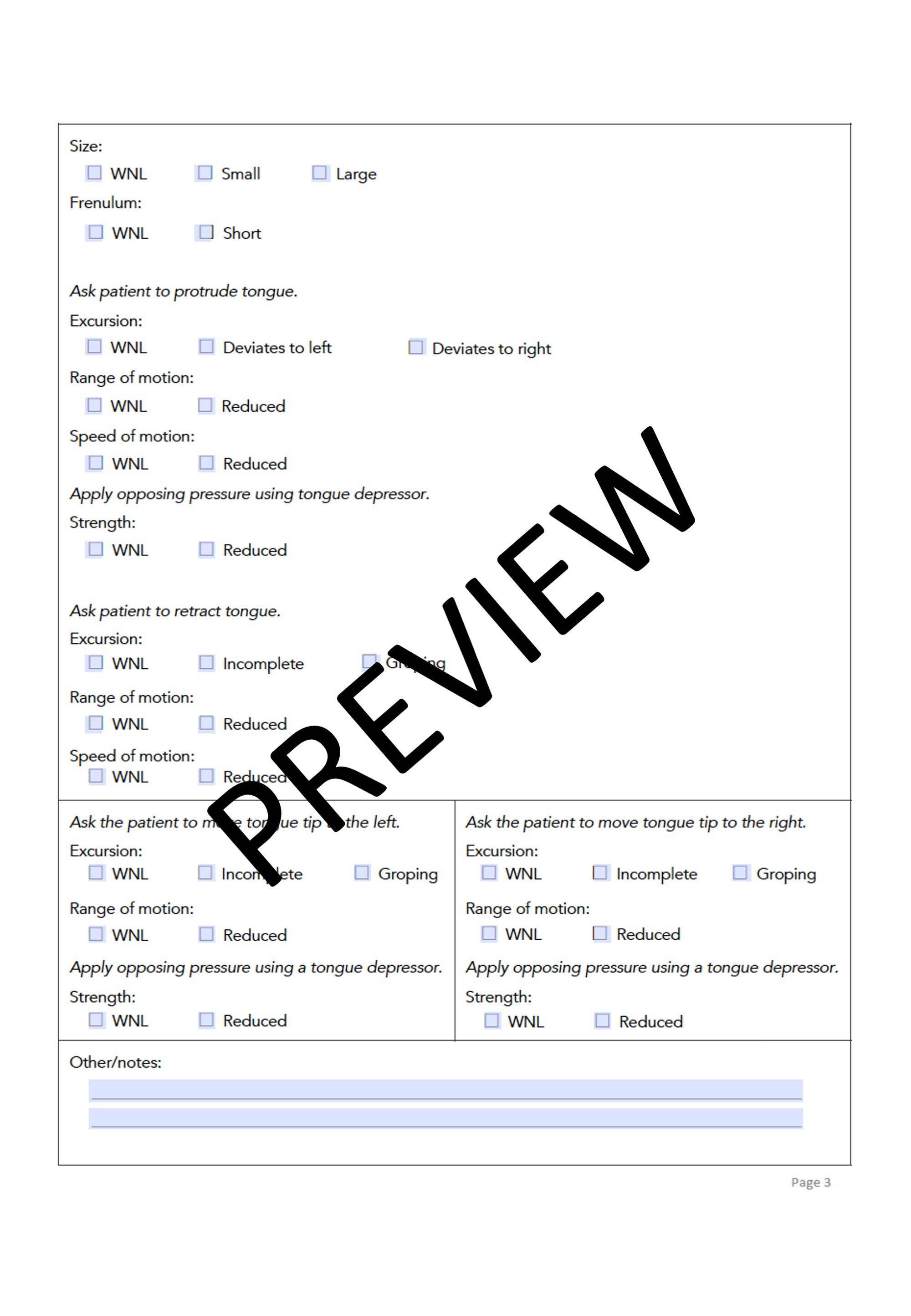 Oral Motor Assessment for Speech Therapy | Fillable, Printable PDF - Etsy