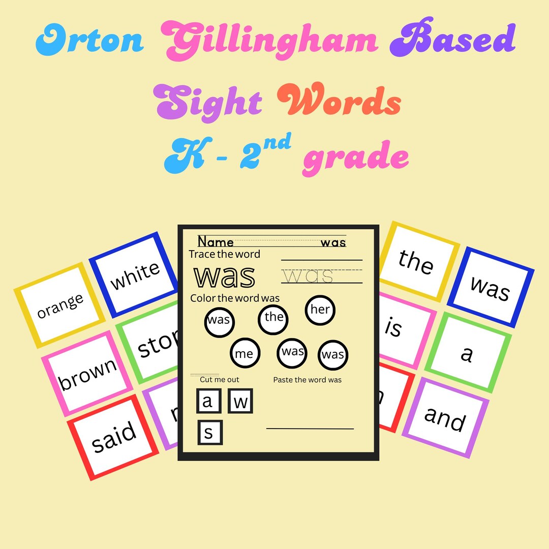Orton-gillingham Based Sight Word Flash Cards, K Thru 2nd Grade, High ...