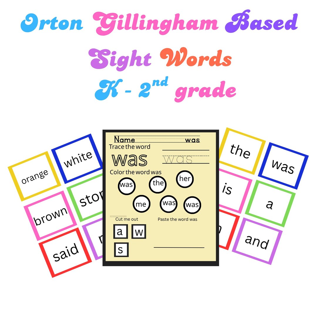 Orton-gillingham Sight Word Flash Cards: K-2 Homeschool (digital ...