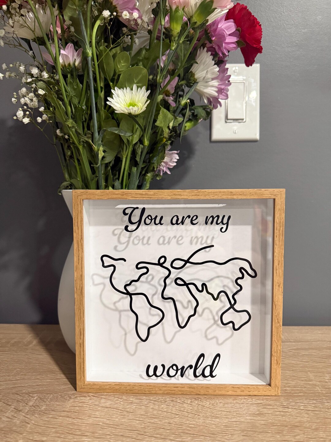 Custom World Map Ticket Memory Box Frame, You Are My World Custom ...