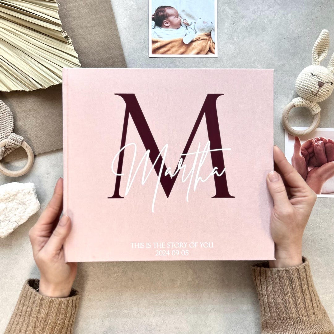 First Year Baby Memory Book, Personalized Baby Milestone Book, Modern ...