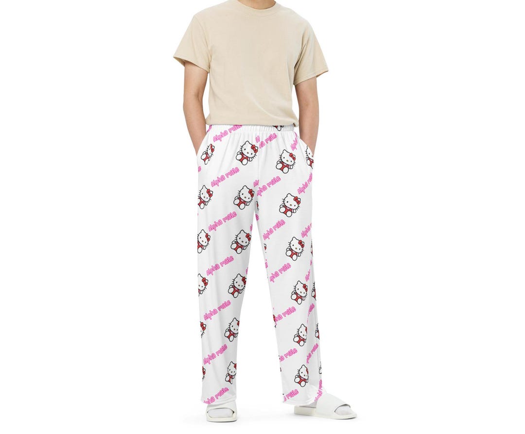 Pajama Meme Pants - Fun Hello Kitty Print With Alpha Male Phrase for ...