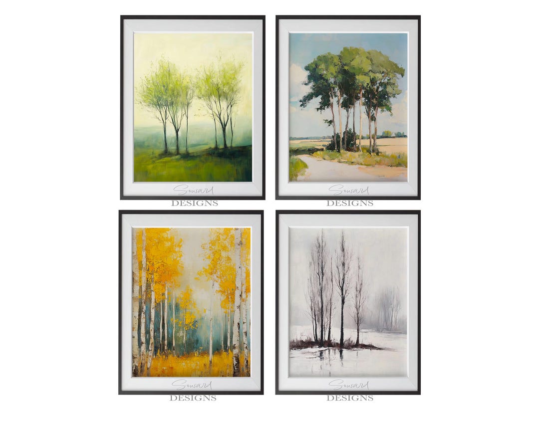 Impressionism Trees Oil Painting Art Prints: Four Seasons (digital ...