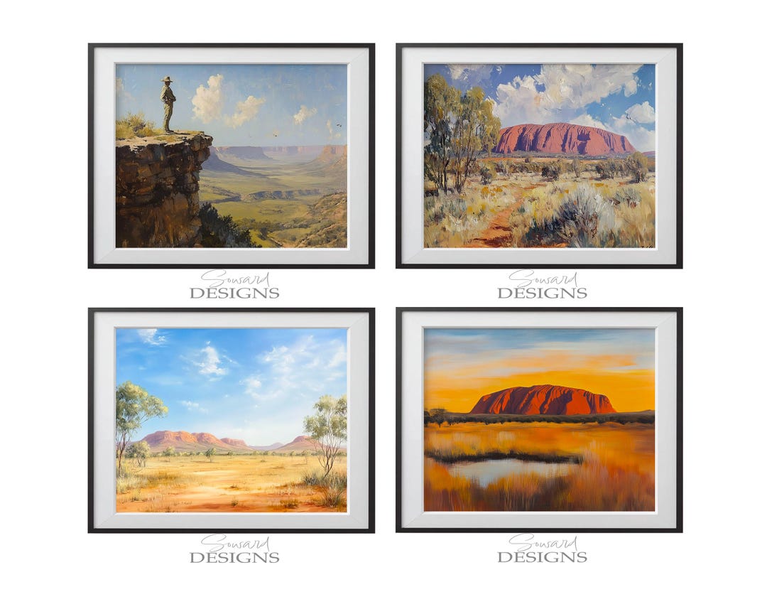 Australian Outback Oil Painting Print Set: Uluru Art (instant Download ...