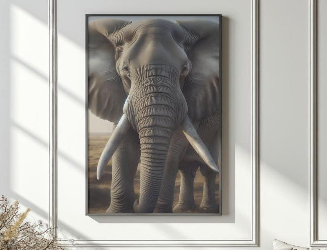 Digital Elephant Art, Wildlife Art Print, Elephant Portrait, Modern ...