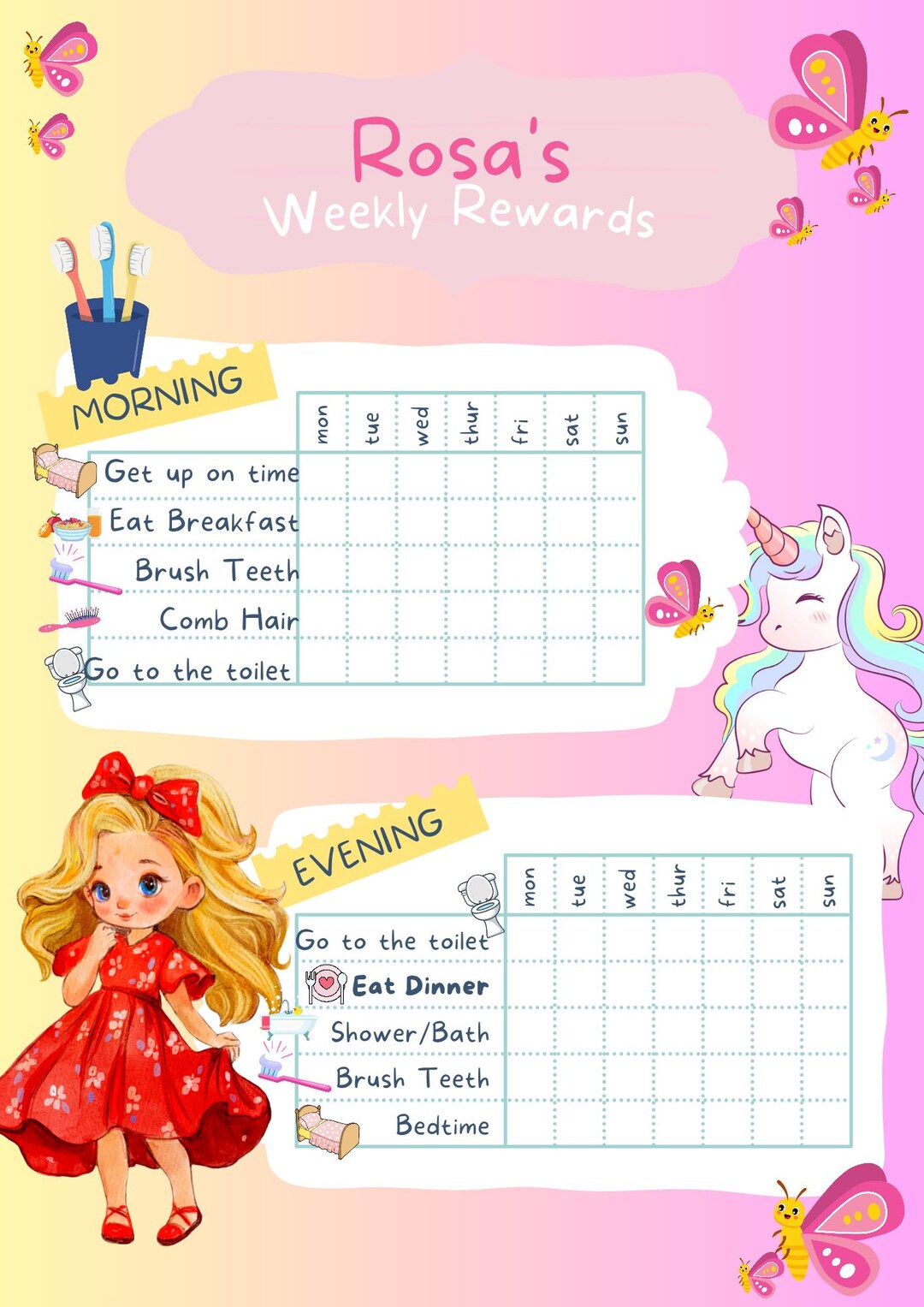 Behavior Rewards Chart-digital Print - Etsy