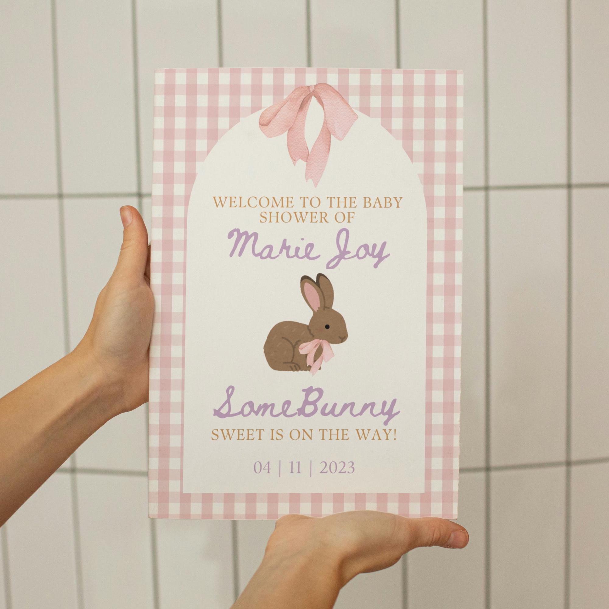 Some Bunny is on the Way Baby Shower Welcome Sign | Printable Bunny ...