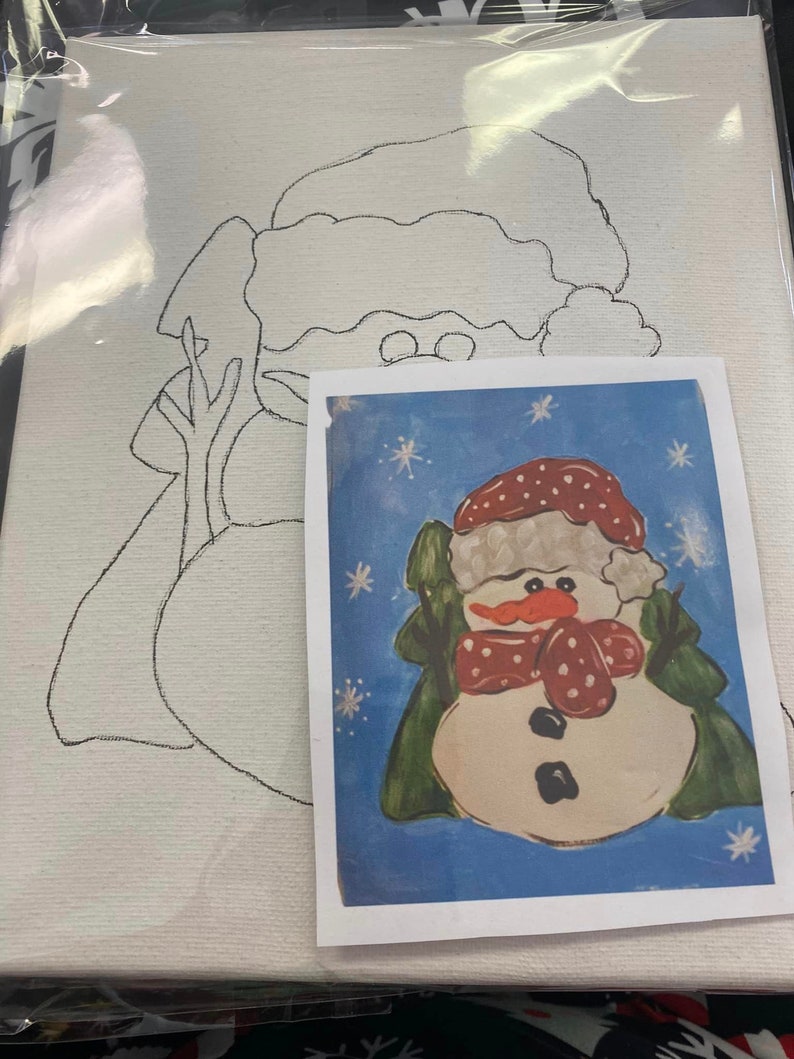 Snowman Tree Canvas - Etsy