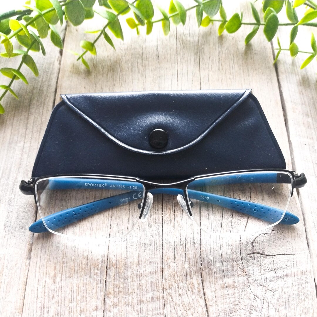 Vintage Dark Blue Glasses Case: Small Vinyl Eyeglasses/sunglasses ...