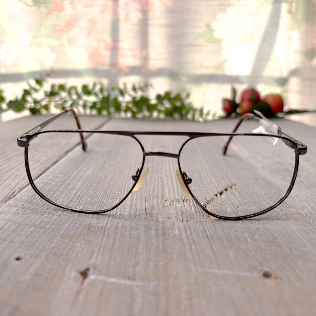 Double Bridge Aviator Eyeglass Frames Only Black W/ Brown Glasses ...