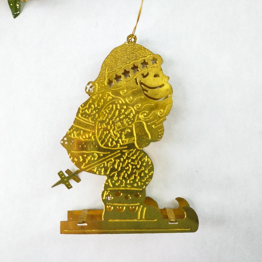 Vintage Brass Christmas Ornaments: 3D Santa, Snowflake, Tree - 1985 - Etsy