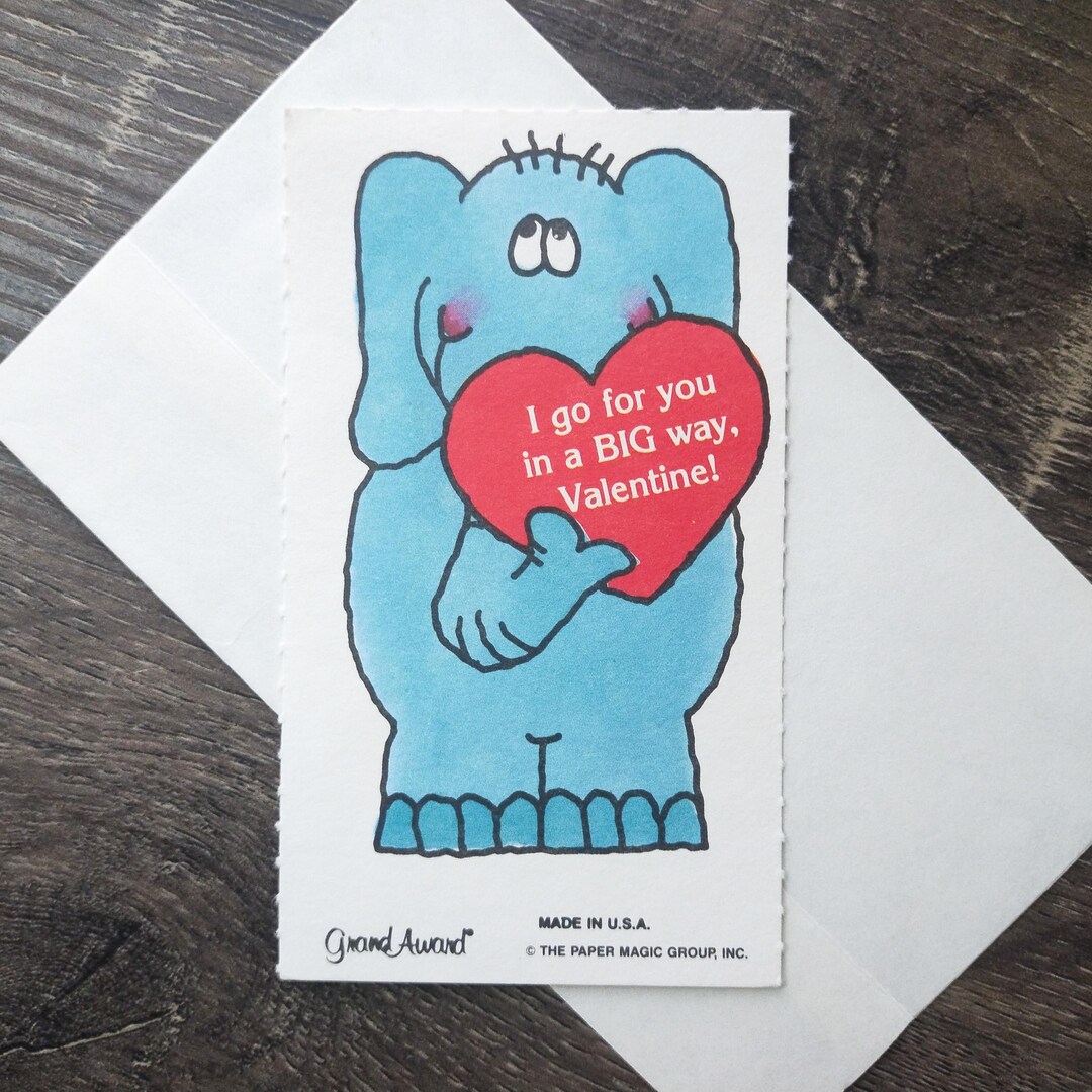 Elephant Valentine's Day Card: Love You Big - Vintage NOS USA - Etsy