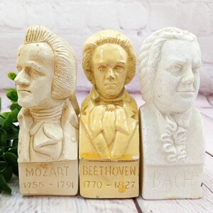 Vintage Miniature Busts of Famous Music Composers, Mozart, Beethoven ...