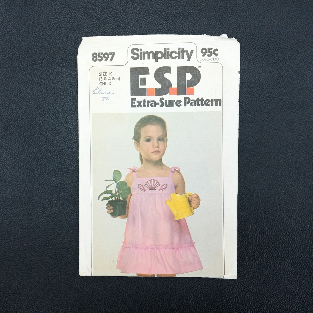 70s Vintage Child Sewing Pattern Simplicity 8597 Girls Size K 3-4-5 ...
