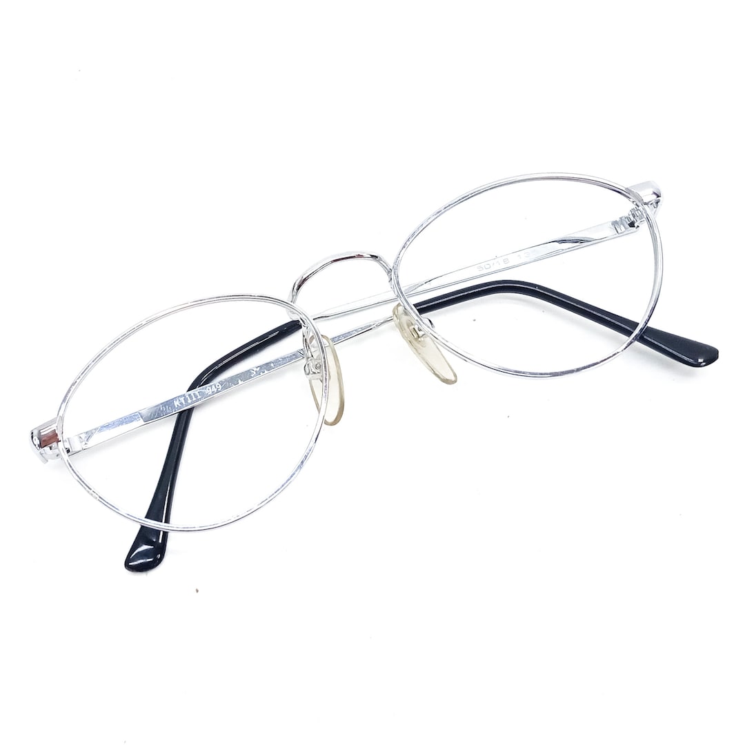 90s Glasses Vintage Eyeglasses Oval/round Eyeglass Frames Silver Metal ...