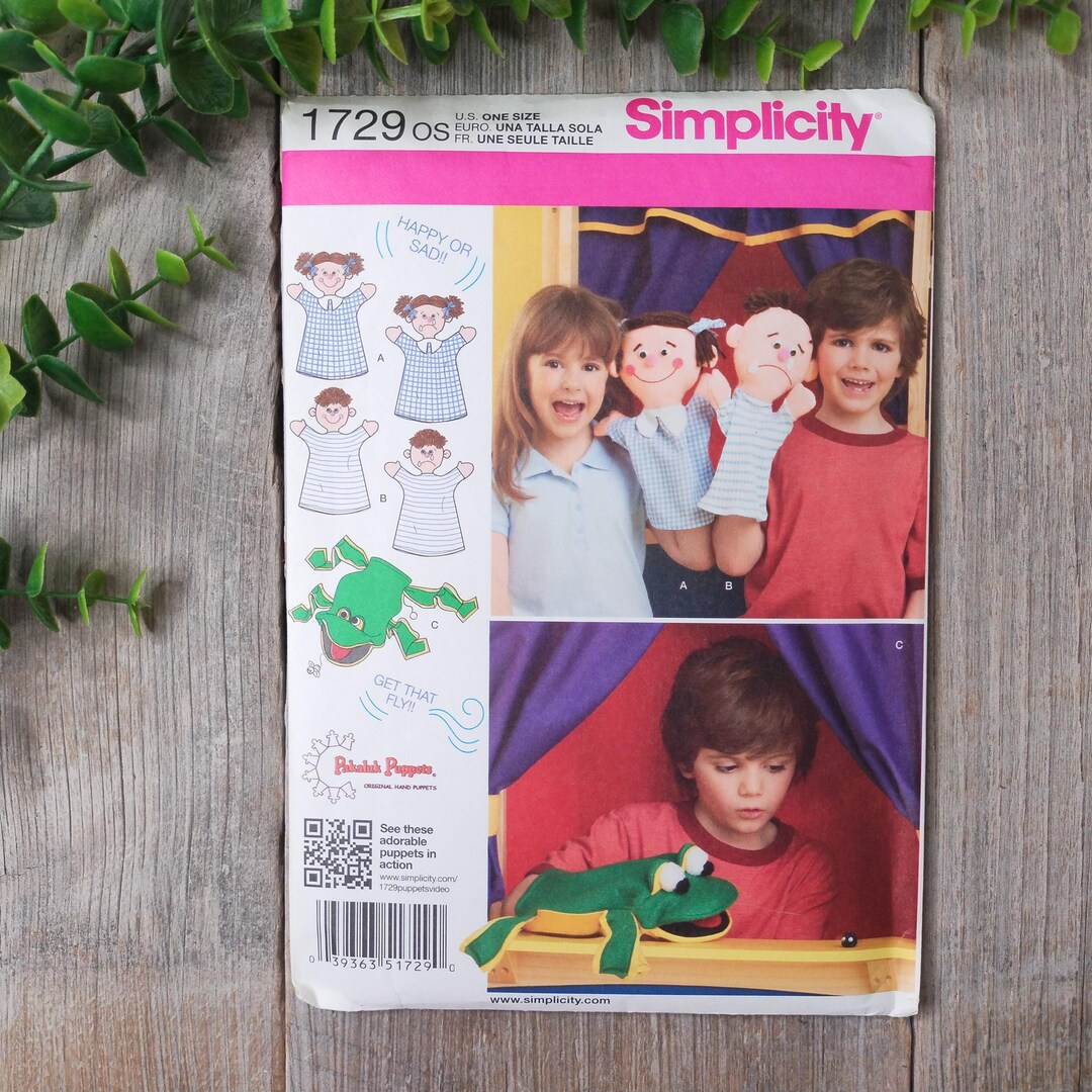 Pakaluk Puppets Sewing Pattern Boy/girl/frog Happy or Sad Hand Puppet ...