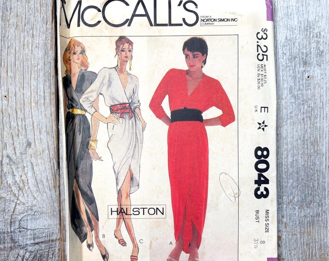 Mccalls Sewing Pattern 8043 Women/miss Size E 8 Bust 31.5" Halston ...